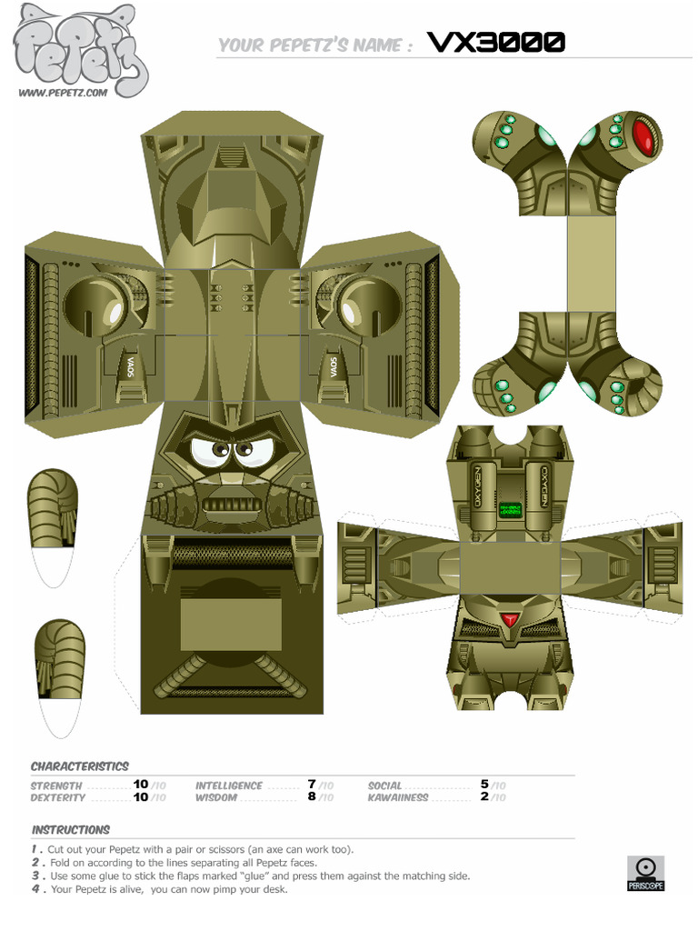 Blog Paper Toy Papertoy Pepetz VX3000 Template | PDF