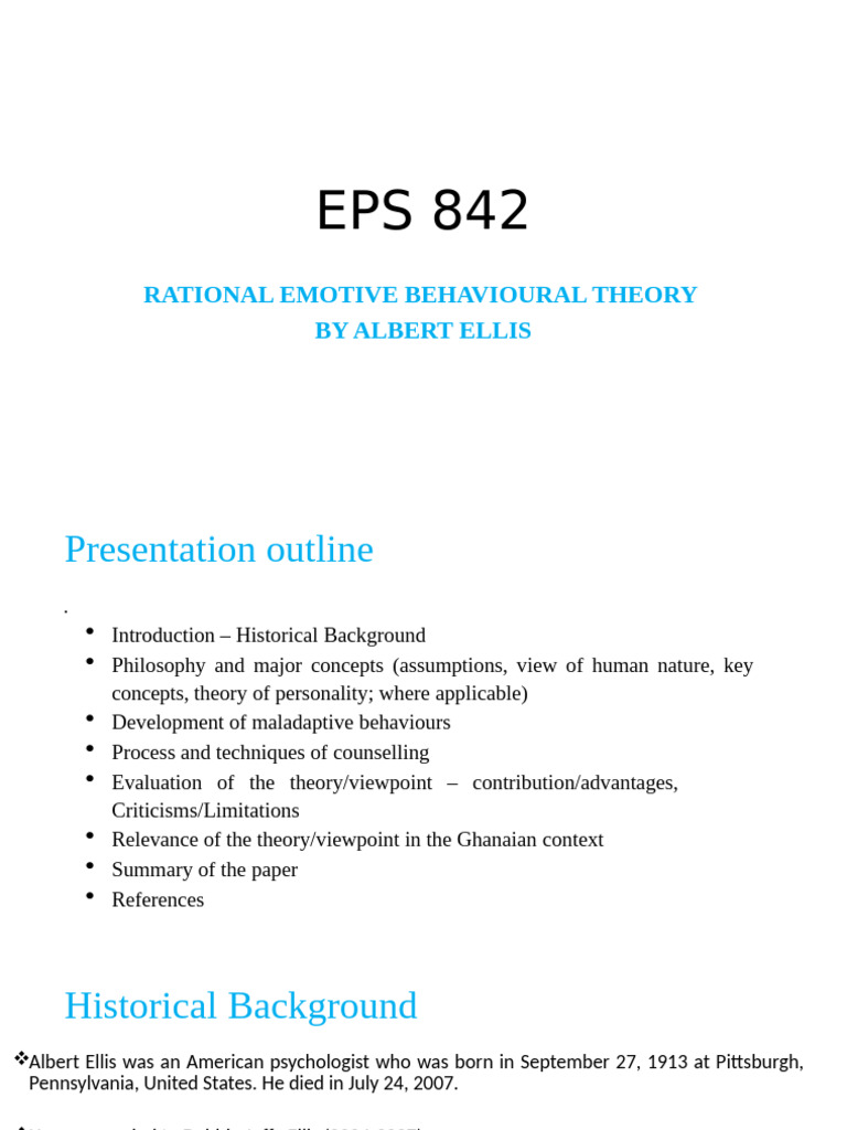 Eps 842 Ellis Theory 25 | PDF | Rational Emotive Behavior Therapy | Psychotherapy