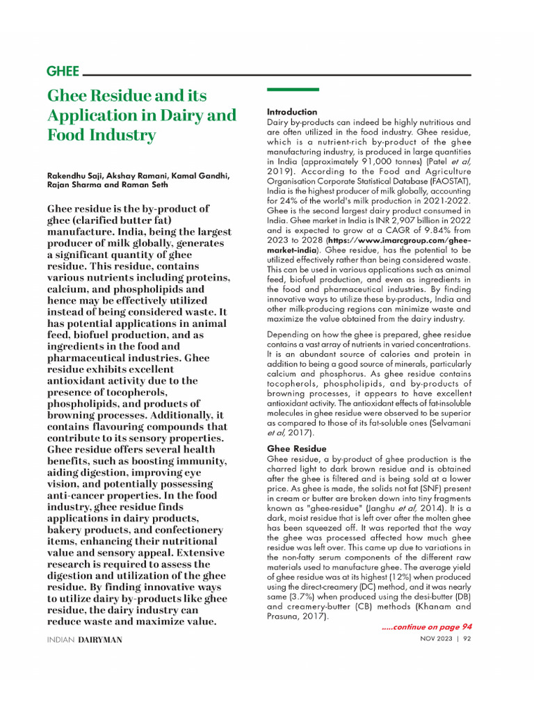 Ghee Residuw | PDF