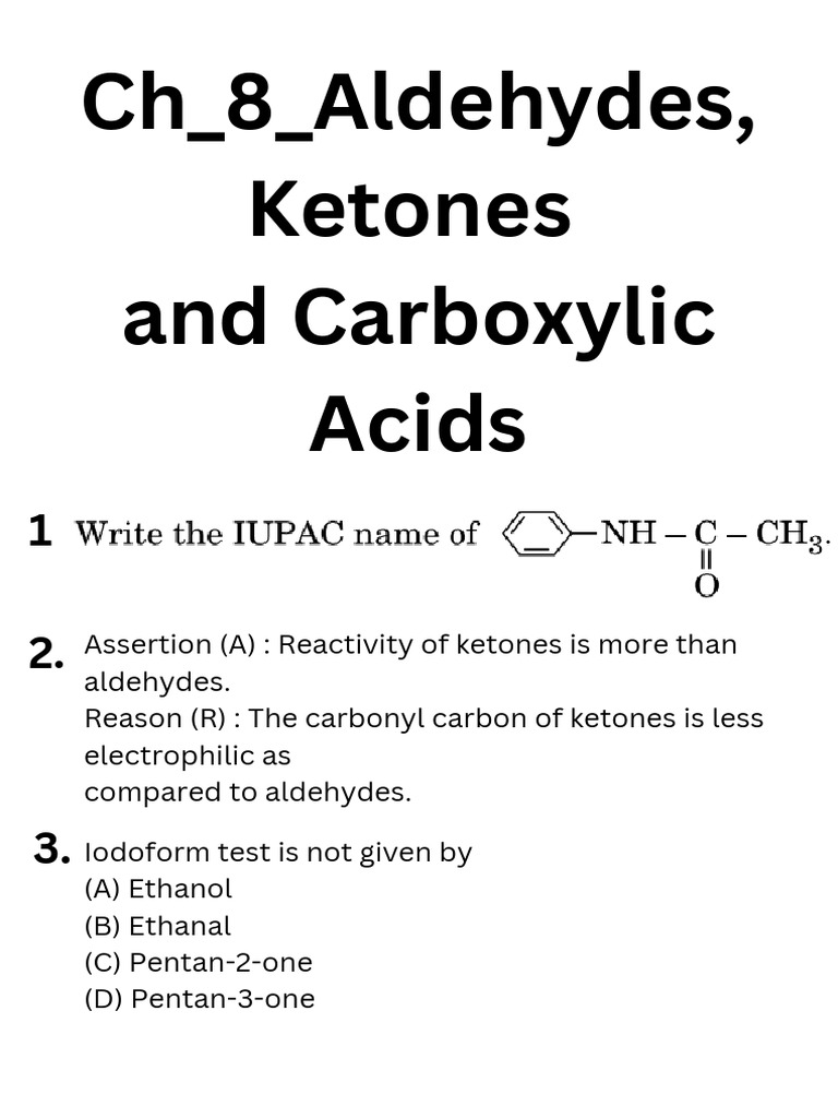 Aldehydes, Ketones and Carboxylic Acids Pyq Chemistry Class 12th 2020 | PDF