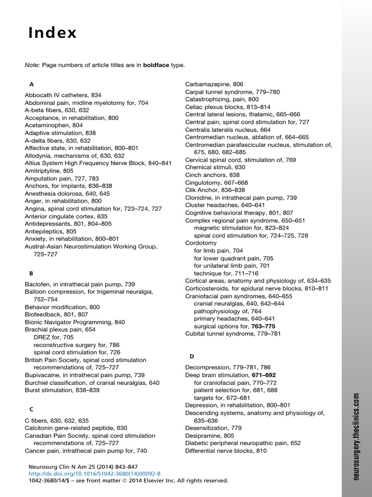 Index_nec | PDF | Pain | Spinal Cord