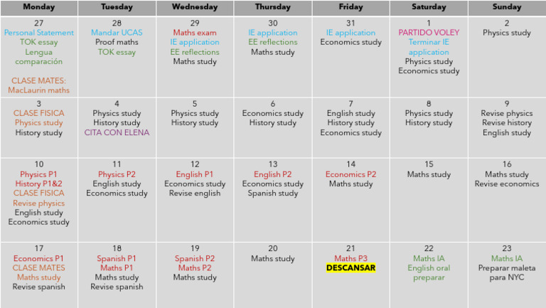Timetable Mocks February 2025 - Inés | PDF