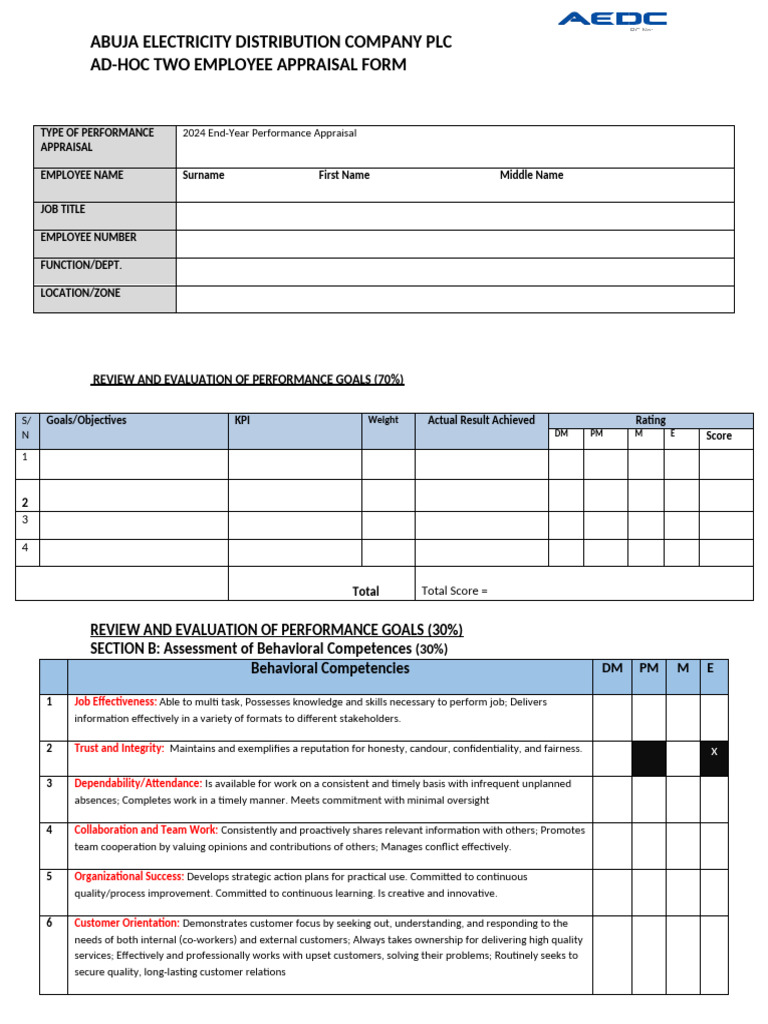 Manual Appraisal Forms For Ad-Hoc Empoyees Without Email Id | PDF ...