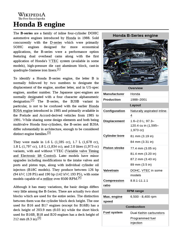 Honda_B_engine | PDF | Vehicle Parts | Vehicle Technology