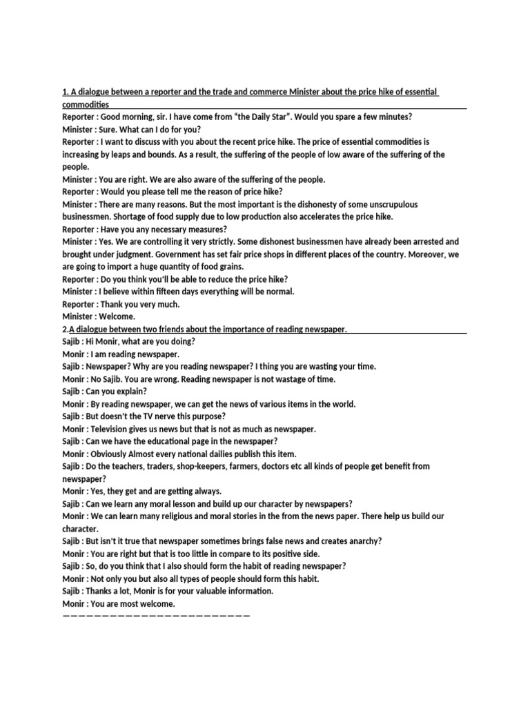 Dialogue | PDF | English Language | Prices