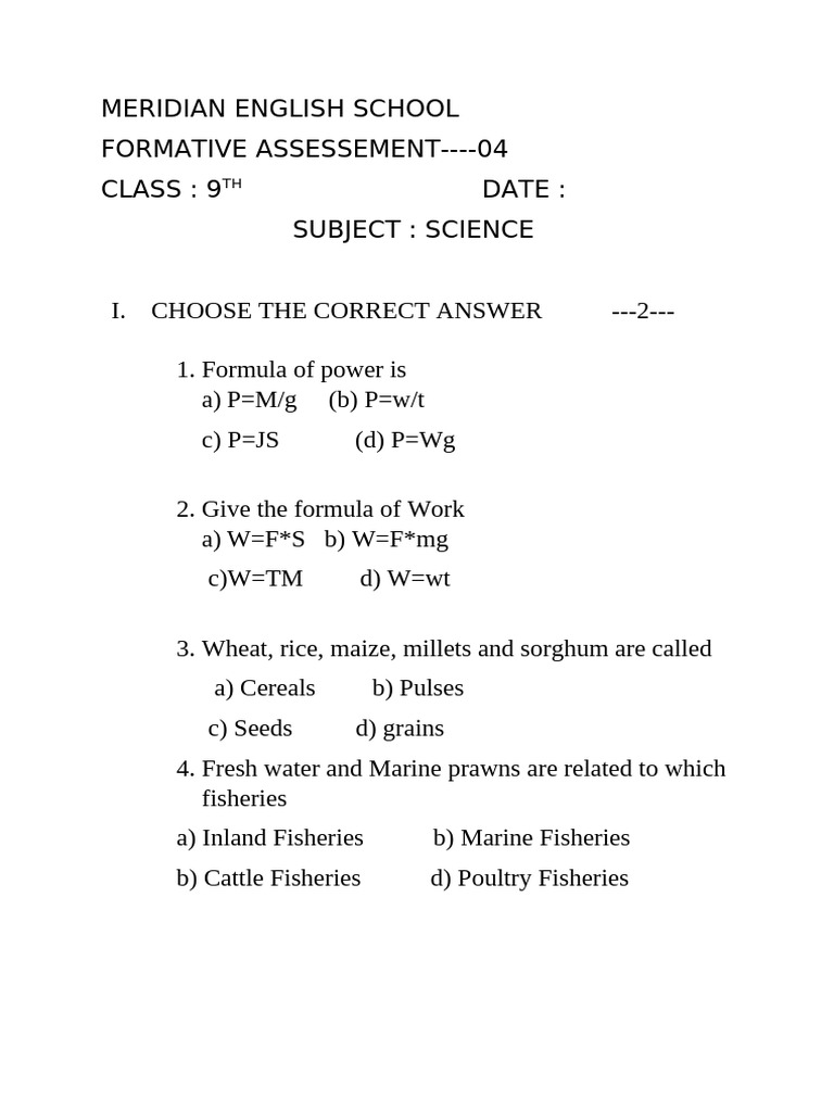 SCIENCE(9TH) FA--4 | PDF