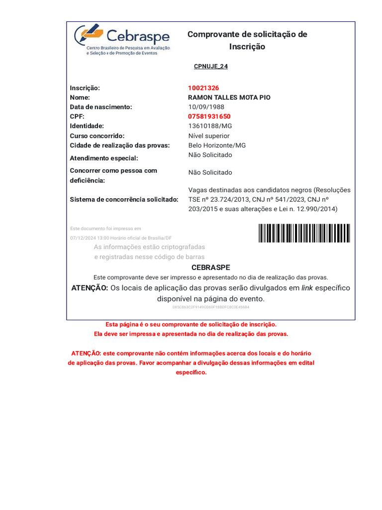 Cebraspe - Comprovante (2) | PDF