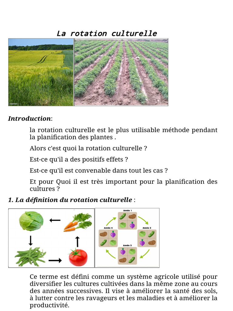 Importance de la rotation des cultures | PDF | Rotation culturale | Sol ...