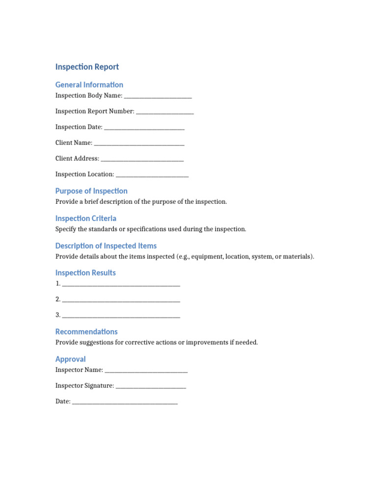 Detailed Inspection Report Template | PDF