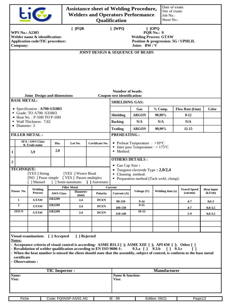 Assistance sheet of PQR WPQ (1) MAHDI | PDF | Welding | Construction