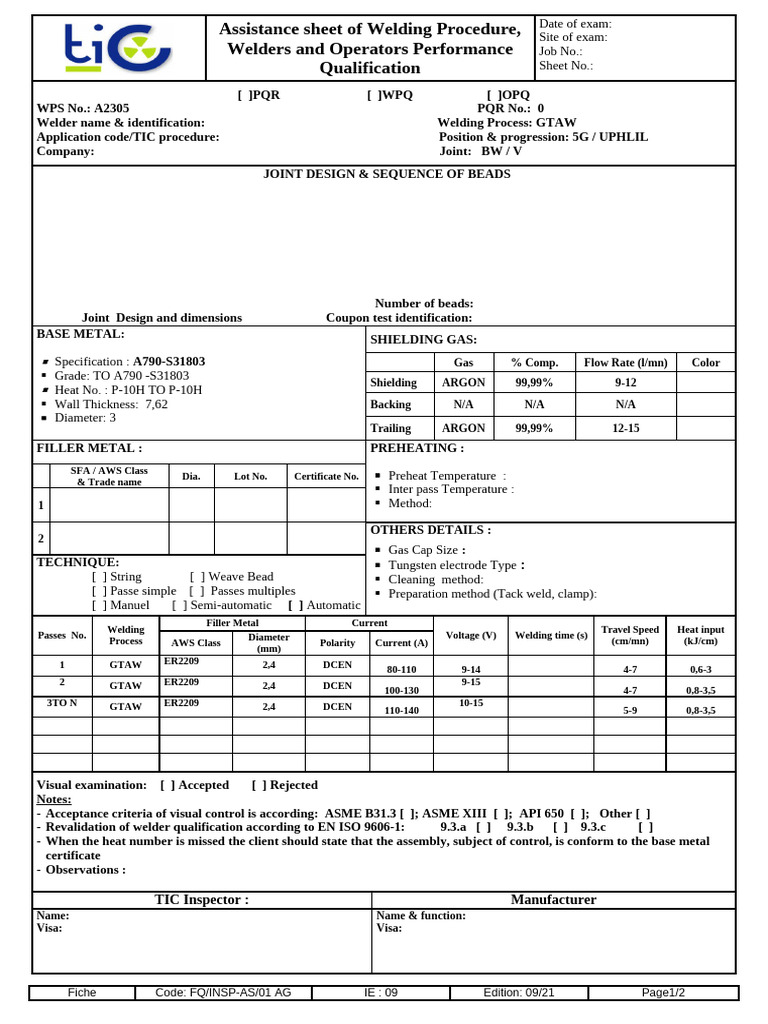 Assistance Sheet of PQR WPQ | PDF | Welding | Construction