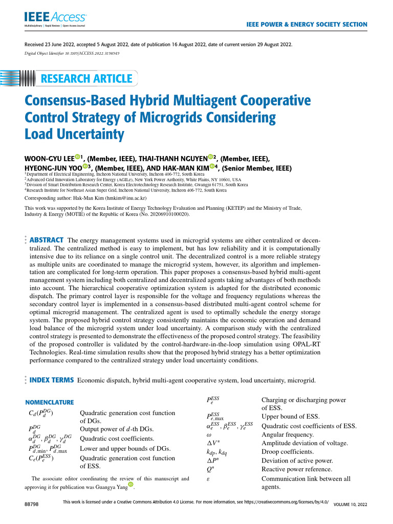 Consensus-Based Hybrid Multiagent Cooperative Control Strategy of Microgrids Considering Load ...