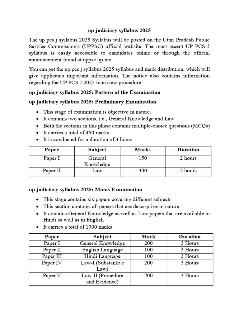 Up Judiciary Syllabus 2025 | PDF | Judiciaries | Justice