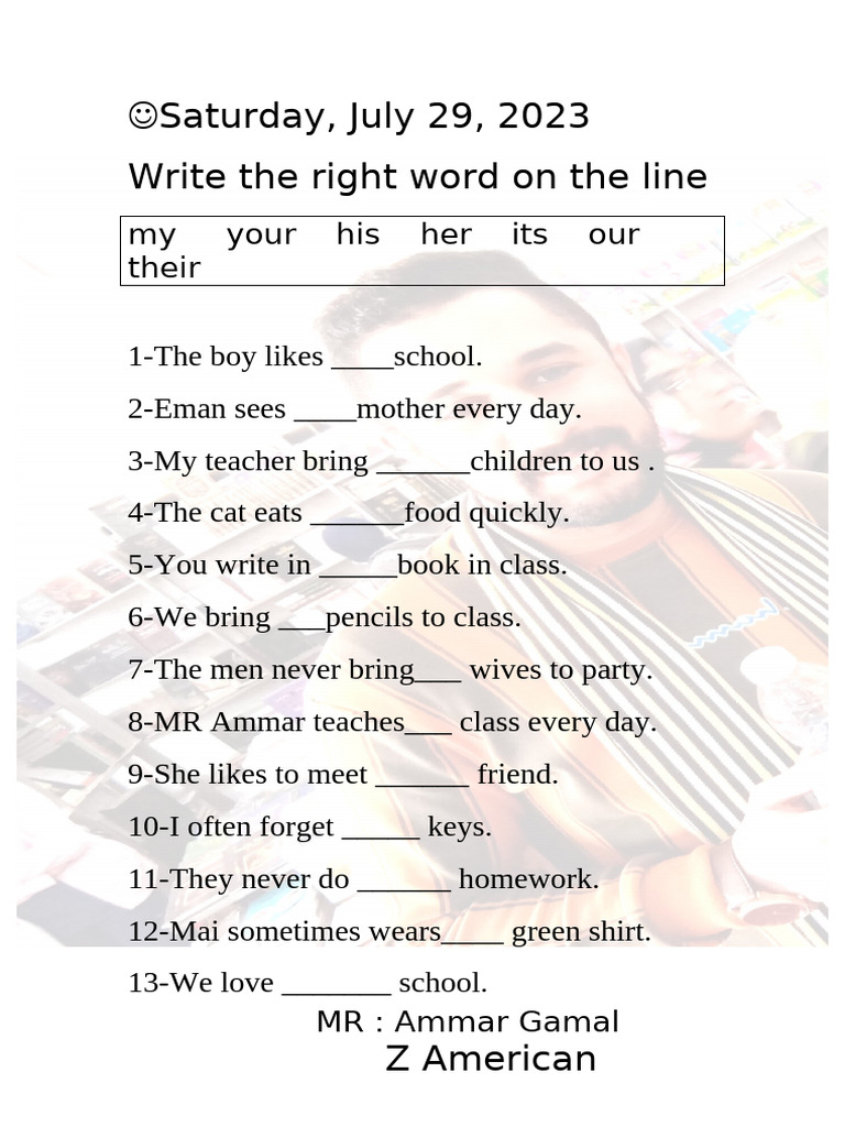 quiz on adjectives pronouns | PDF