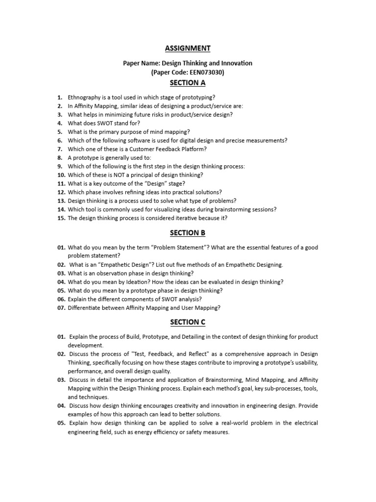 Assignment - Design Thinking and Innovation | PDF | Design Thinking | Brainstorming