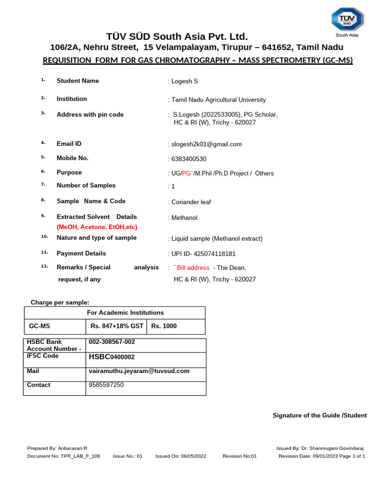 2023.GCMS_Analysis_Registration_Form_(1)[1][1] | PDF