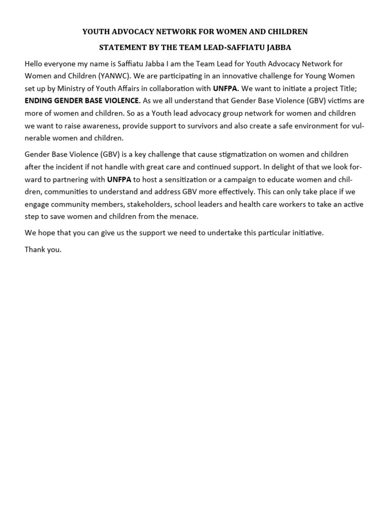Team Lead Statement GBV PDF | PDF