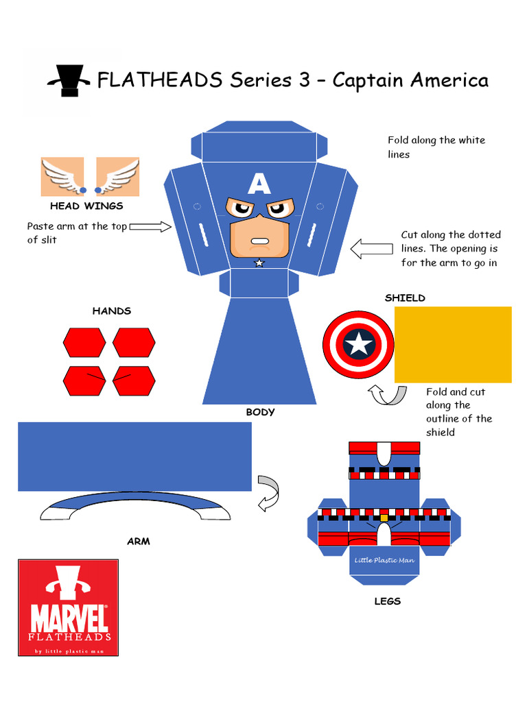 Blog Paper Toy Papertoys FlatHeads Captain America Template | PDF