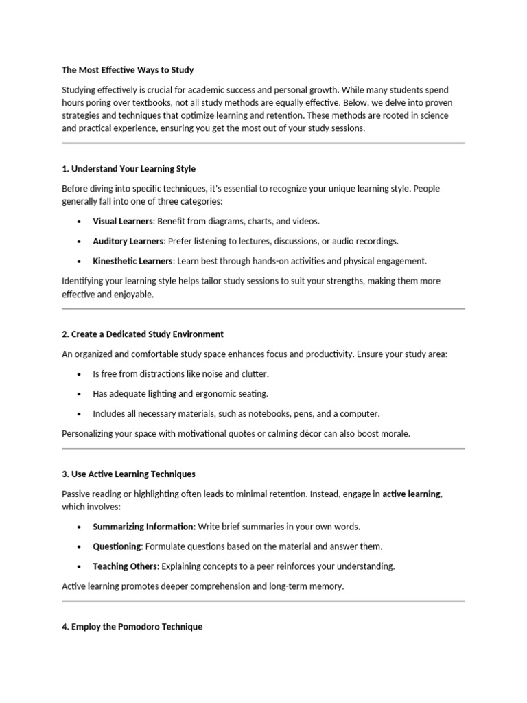 The Most Effective Ways To Study | PDF | Learning | Learning Styles