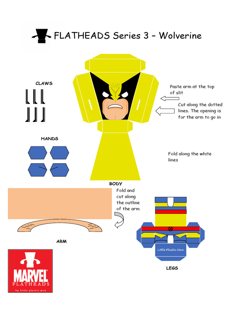 Blog Paper Toy Papertoys FlatHeads Wolverine Template | PDF