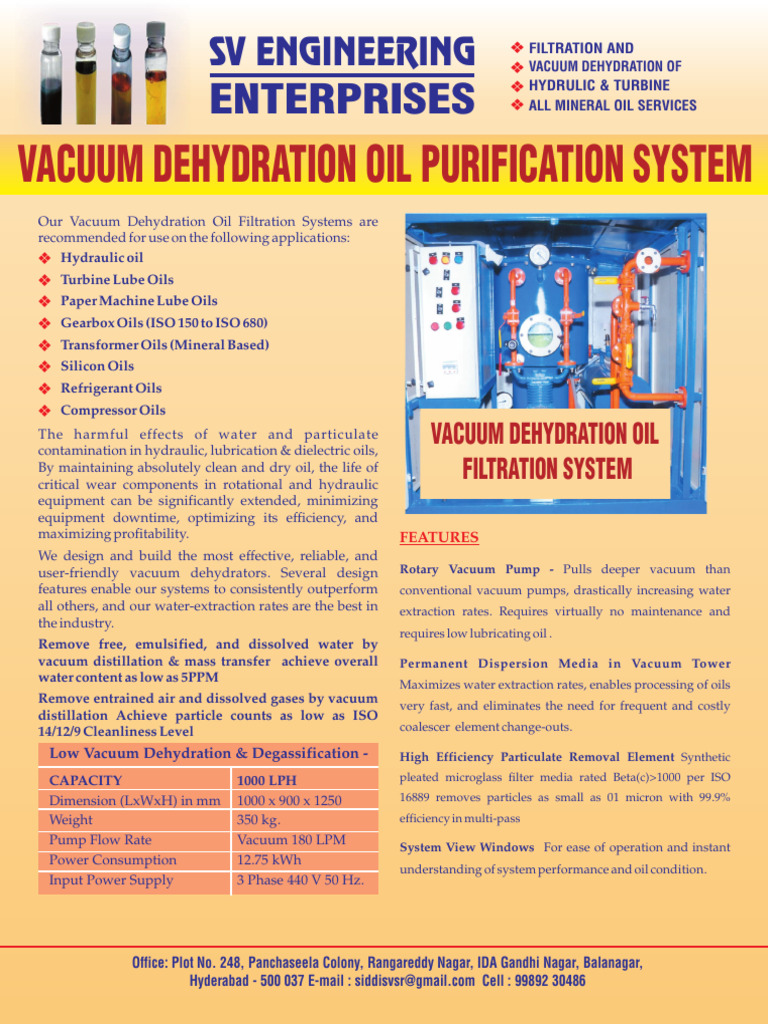 LOW VACUUM OIL PURIERS-CATLOGUE | PDF | Pump | Vacuum