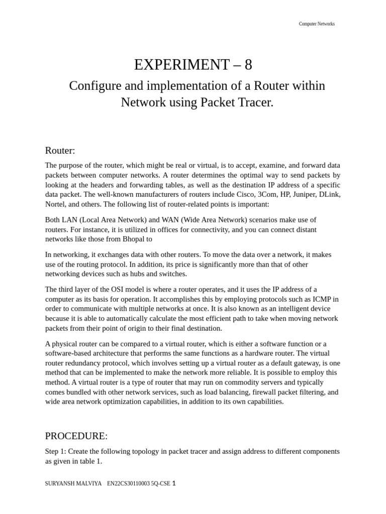 CN8S | PDF | Computer Network | Router (Computing)