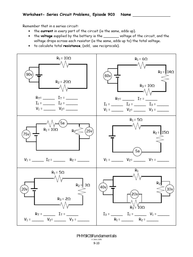 Worksheet 2 Series and Parallel Circuits | PDF