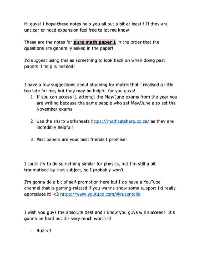 Pure Maths Paper 1 Notess | PDF