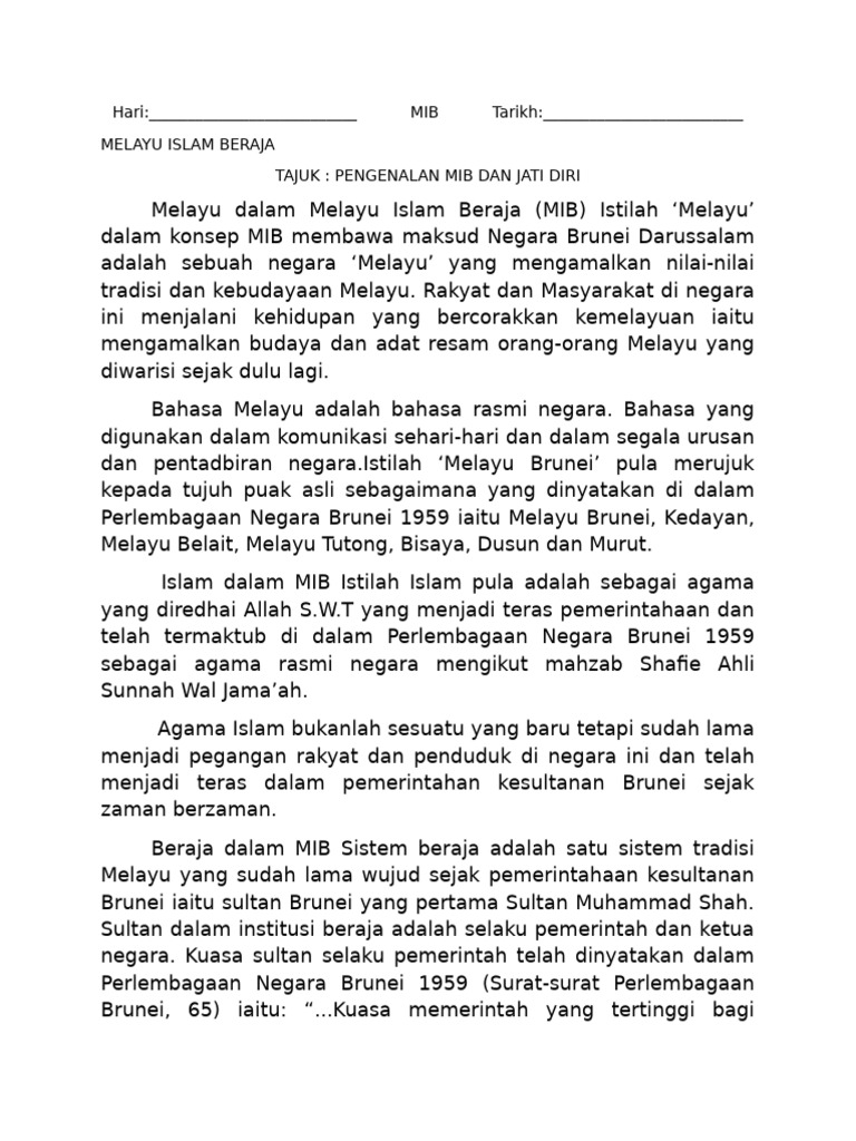 MIB - Pengenalan MIB Dan Jati Diri Yr 9 | PDF