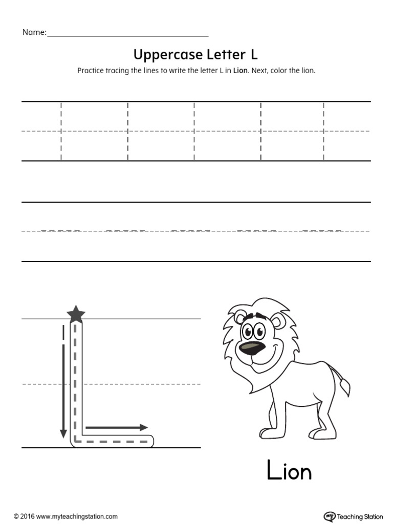 Uppercase L Tracing and Coloring | PDF