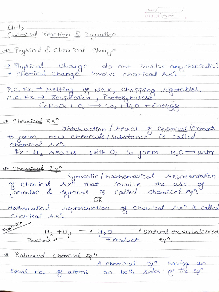 Chemical Reactions and Balancing Guide | PDF | Physical Chemistry ...