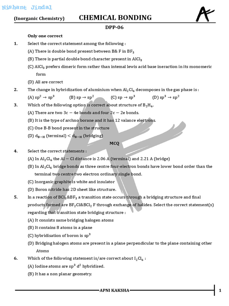 DPP - 06 - Chemical Bonding-2 NJ - 247 | PDF | Materials | Atoms