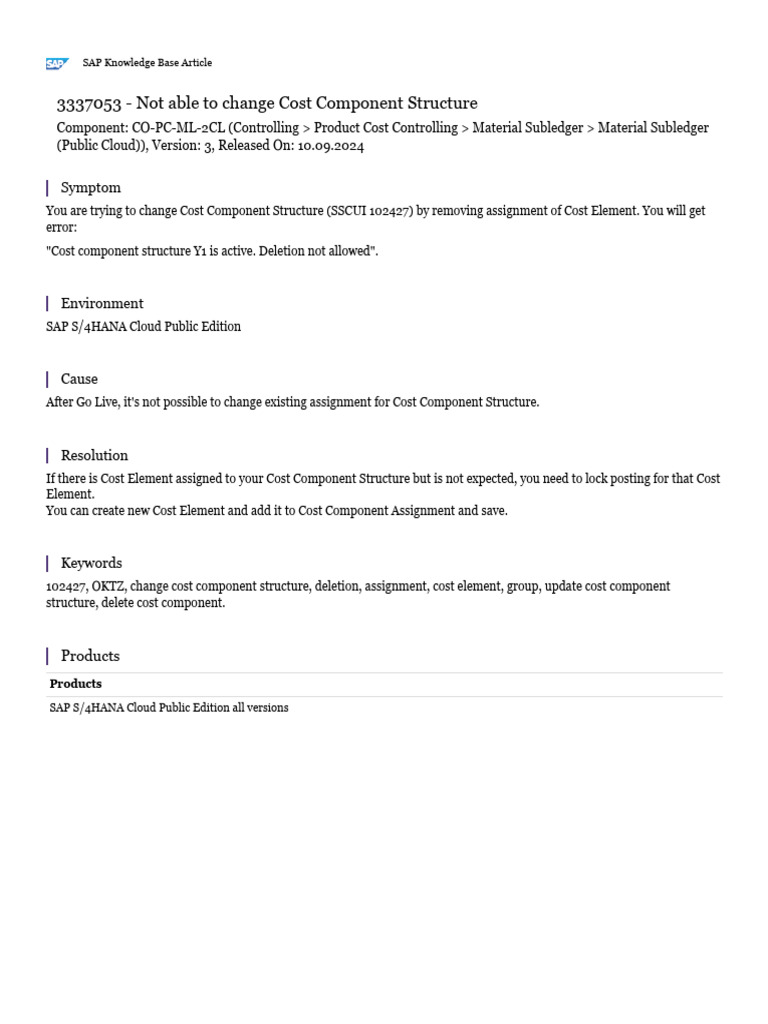E - 20250127 - Cost Component Structure | PDF