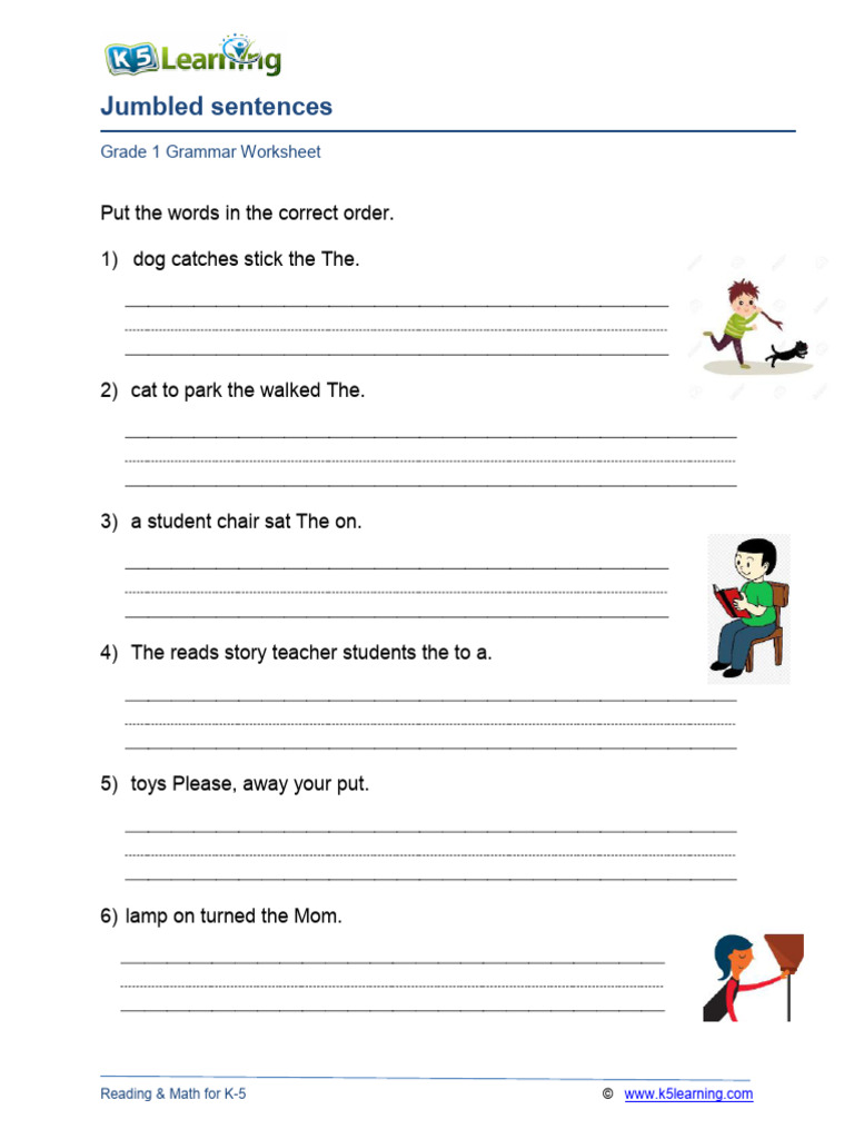 Grade 1 Sentence Jumbles A | PDF