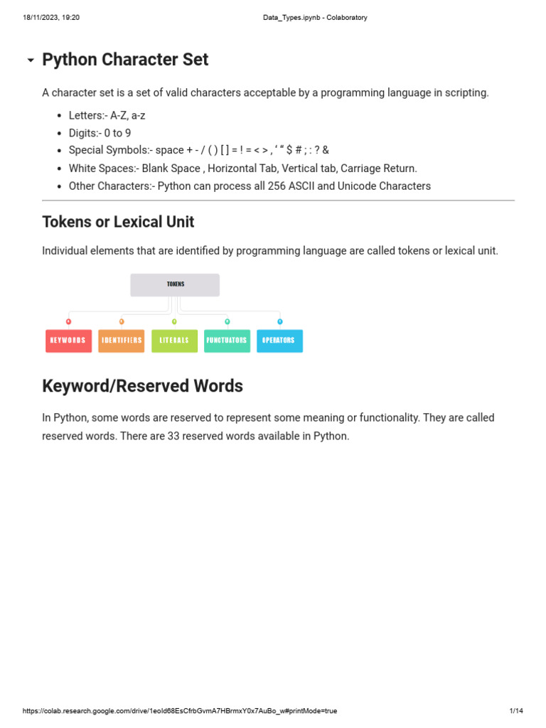 Data_Types.ipynb - Colaboratory | PDF | Reserved Word | Arithmetic
