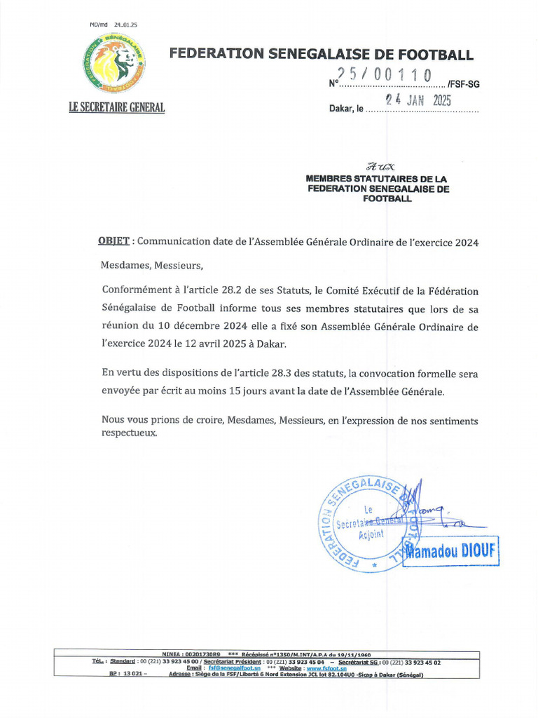 AGO Exercice 2024 Communication Date Prévue Le 12 Avril 2025 | PDF