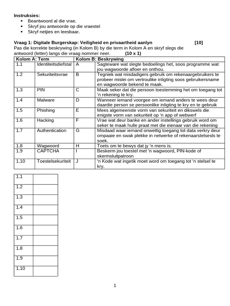 Digitale Tegnologie Graad 8 | PDF