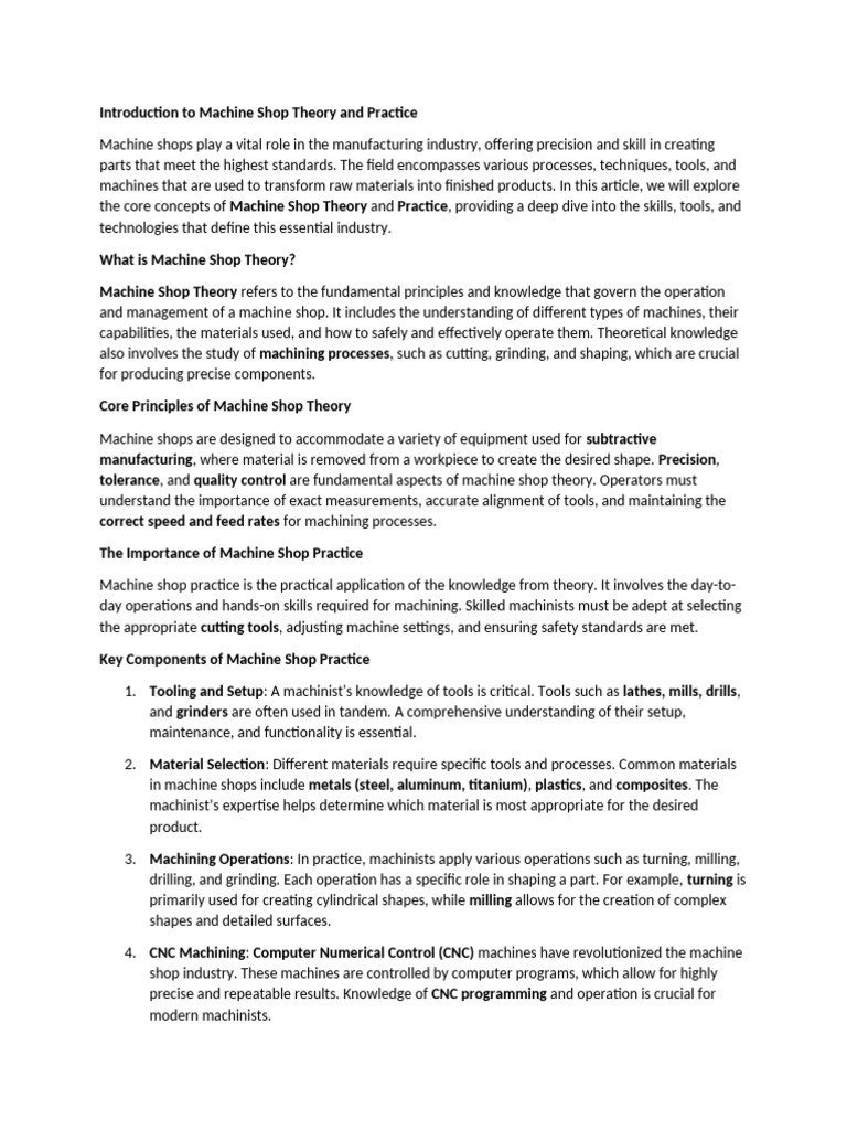 Introduction To Machine Shop Theory and Practice | PDF | Machining ...