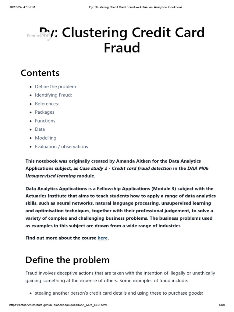 Py - Clustering Credit Card Fraud - Actuaries' Analytical Cookbook ...