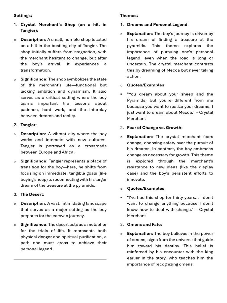 The Alchemist Summary | PDF | Knowledge | Dream