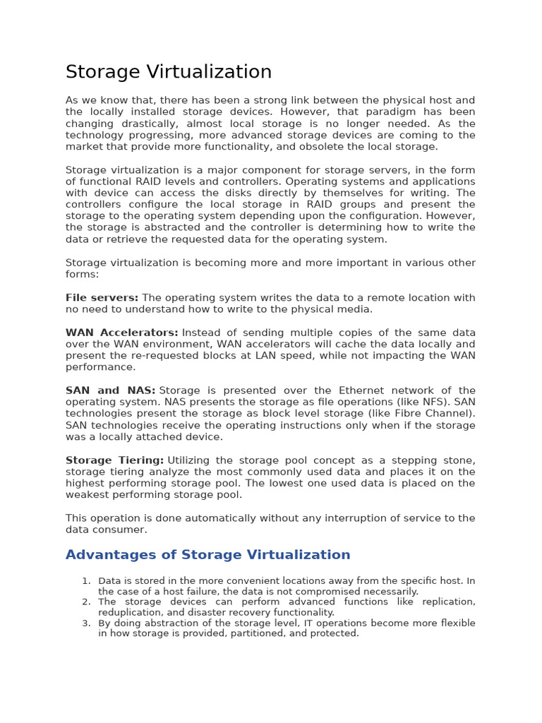 Benefits and Challenges of Storage Virtualization | PDF | Virtualization | Cloud Computing