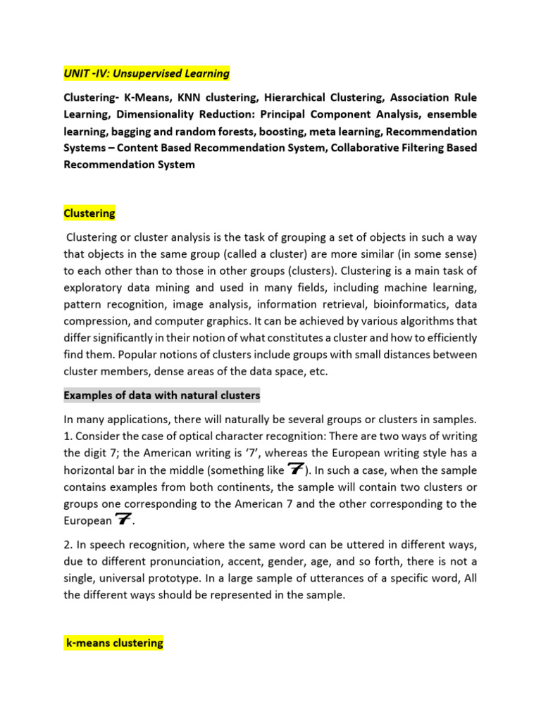 Unit_4 (1) | PDF | Cluster Analysis | Machine Learning