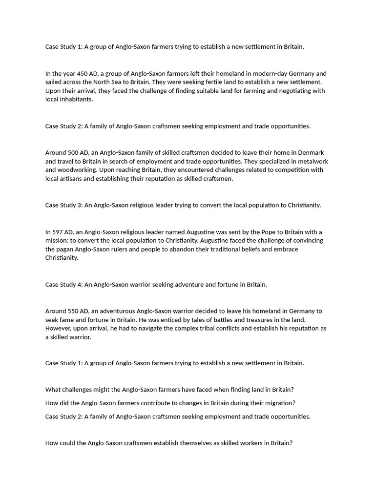 Year 9 Case Study Anglo Saxons | PDF | Anglo Saxons