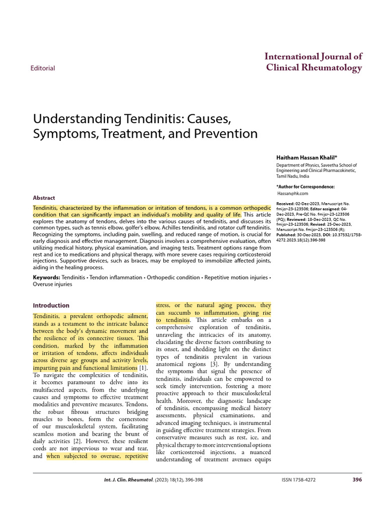 Khali - Understanding Tendinitis Causes Symptoms Treatment and ...
