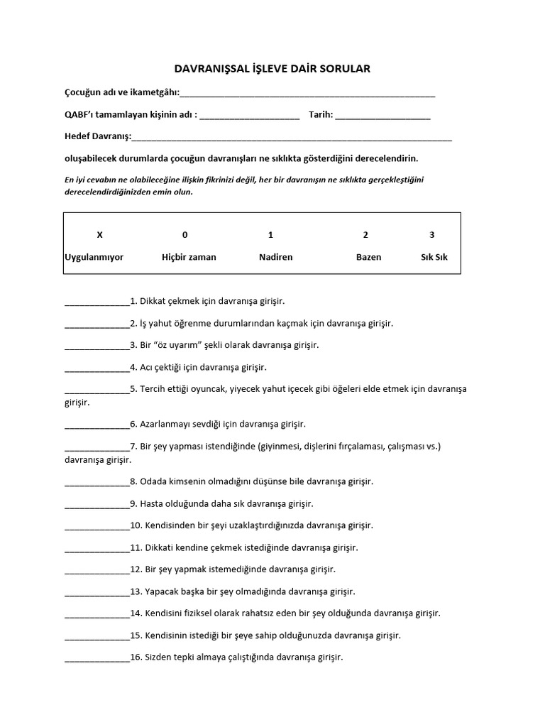Davranissal Isleve Dair Sorular | PDF