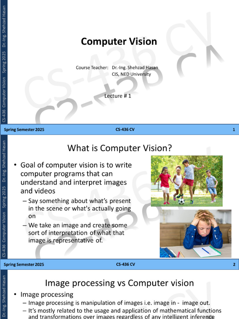 CS-436 Computer Vision Course CV | PDF