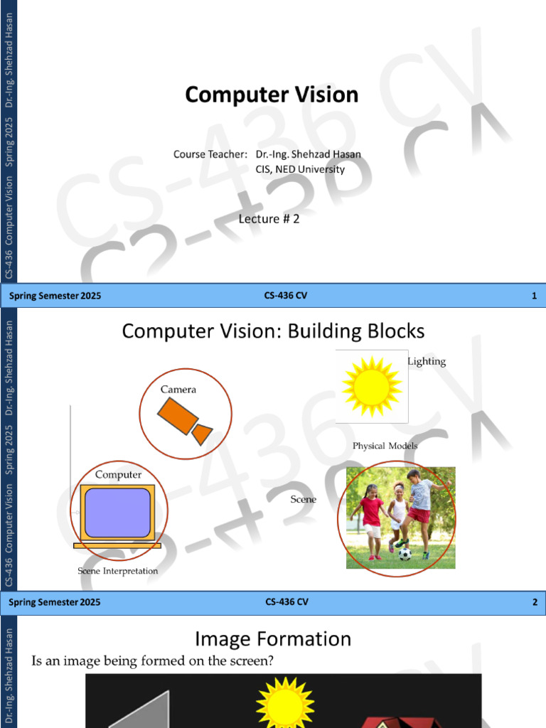 CS-436 Computer Vision Lecture 2 PDF | PDF