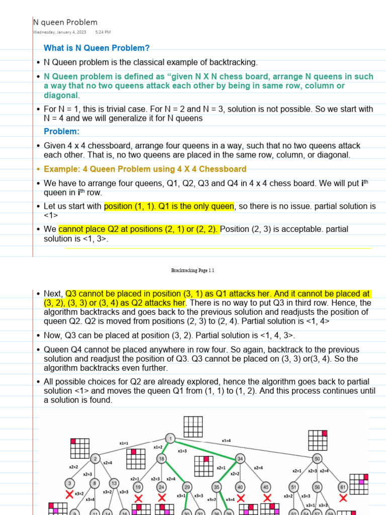 M2 Backtracking - N Queen Problem | PDF | Computational Science | Mathematical Analysis