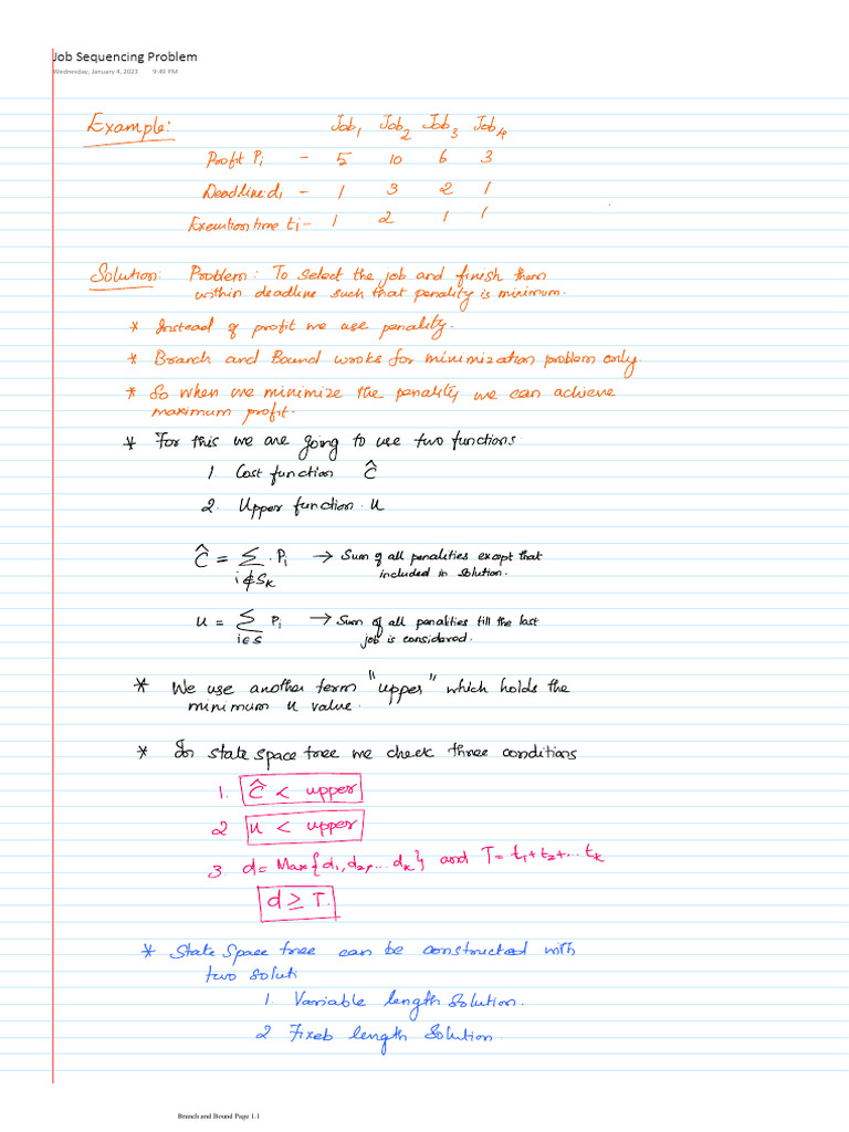 M2 Branch and Bound - Job Sequencing Problem | PDF