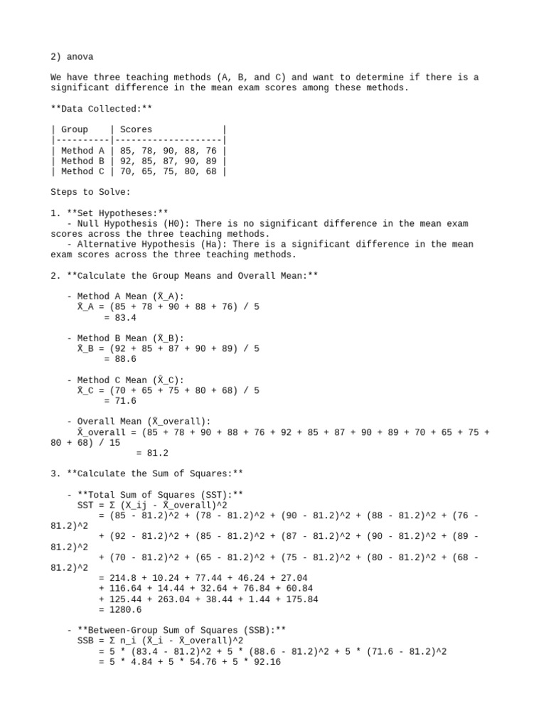 2) anova | PDF | Hypothesis | Analysis Of Variance